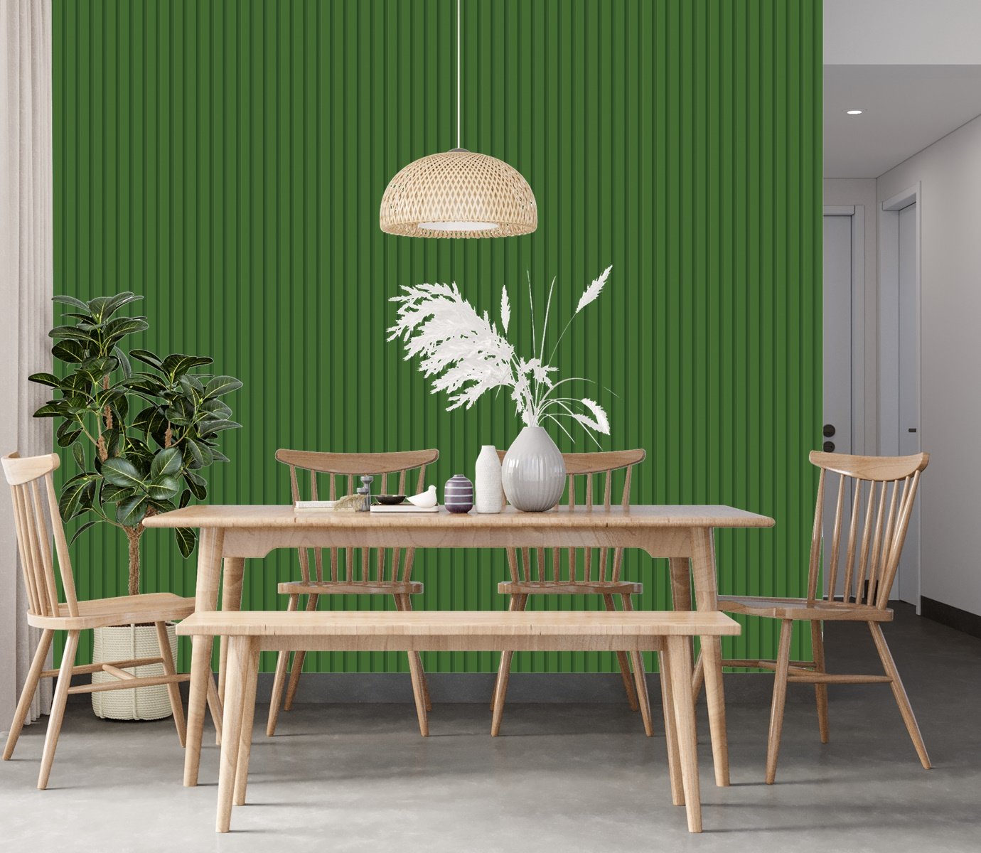 Papel de Parede Ripado Liso Madeira Verde Escuro 6m | MadeiraMadeira