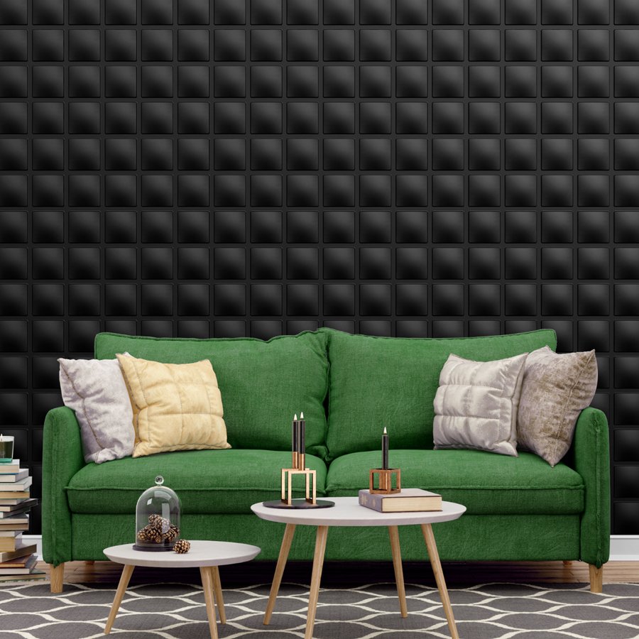 KIT 40 Placas 3D PVC Preto Decoração Revestimento PREMIUM de Parede e ...