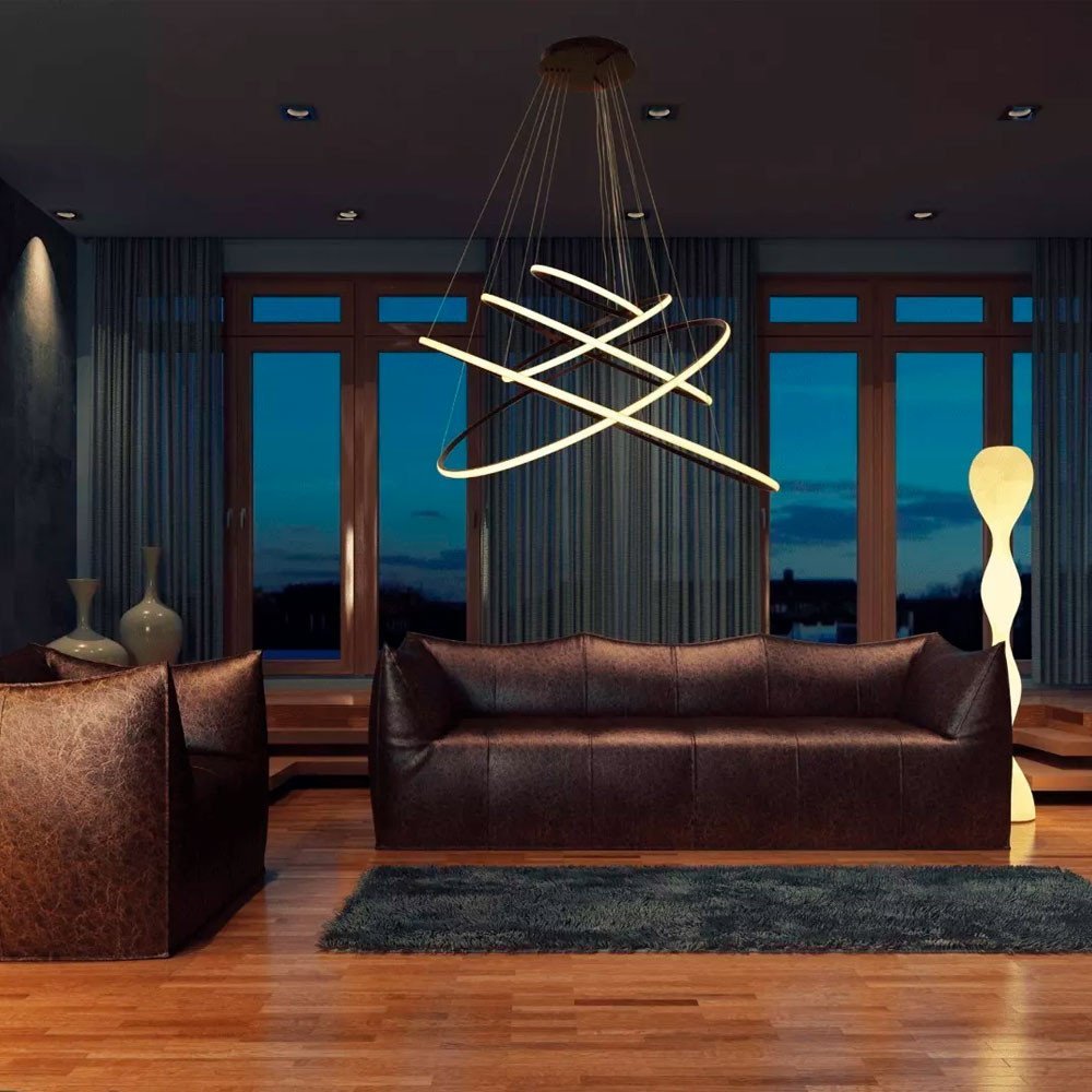 Lustre para Sala Pendente LED Integrado 5 Aros Moderno | MadeiraMadeira