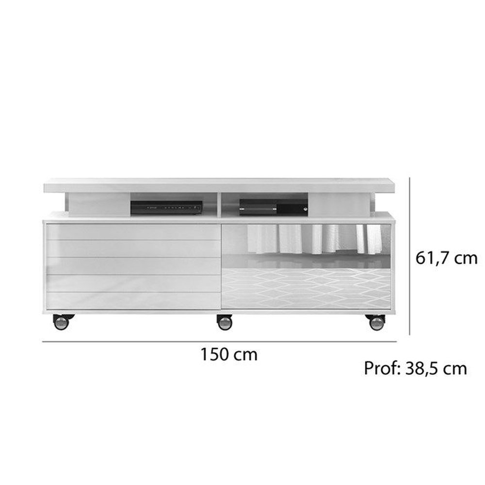 Rack para Tv 60 Polegadas Abu Dabi Creme Trufa com Espelho Dj Moveis ...