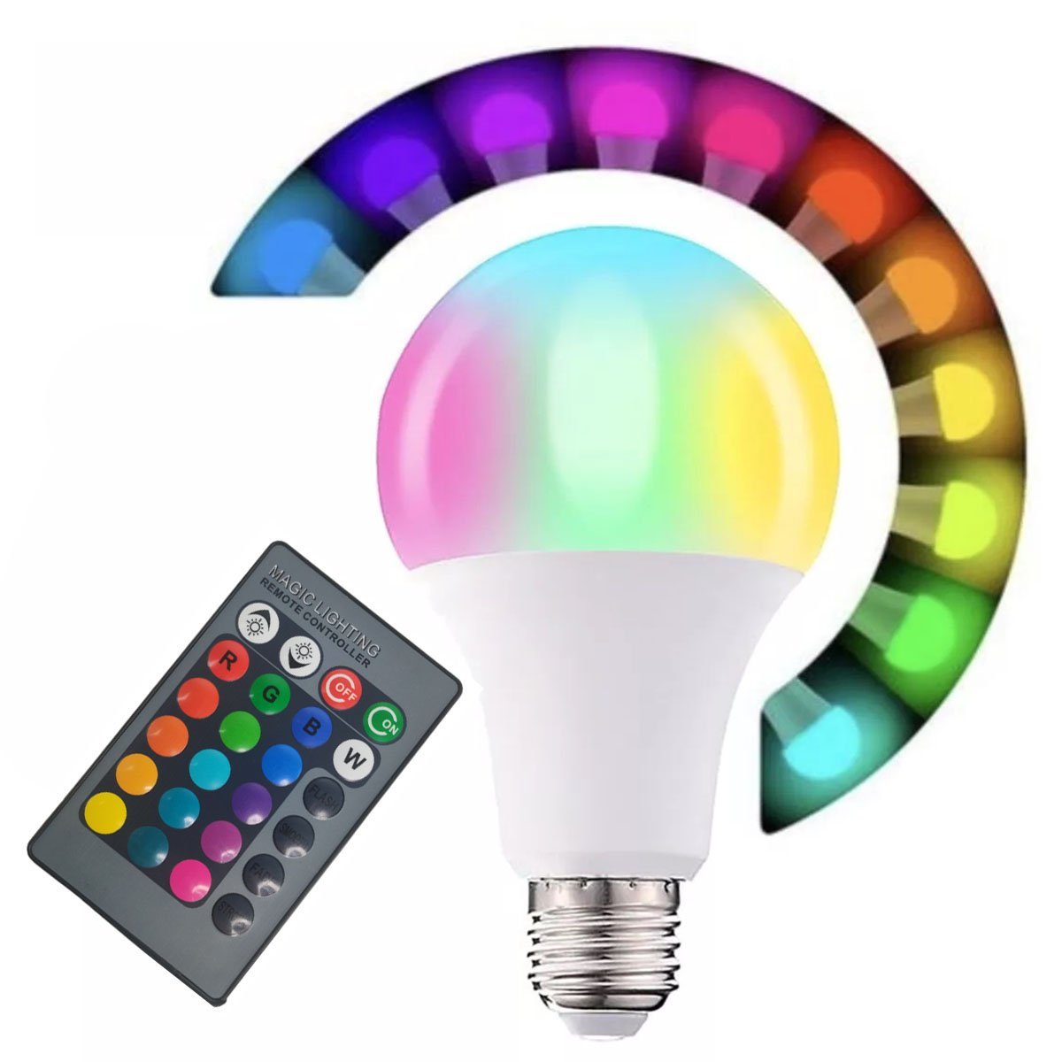 Lampada Led RGB 16 Cores 9W Multicolorida Ajustavel Controle Regulavel ...