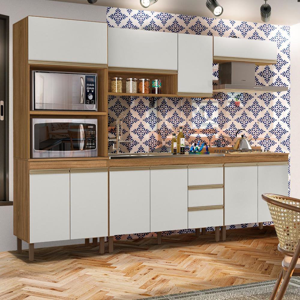 Armário De Cozinha Modulado 5 Peças 10 Portas 3 Gavetas Nature Off ...