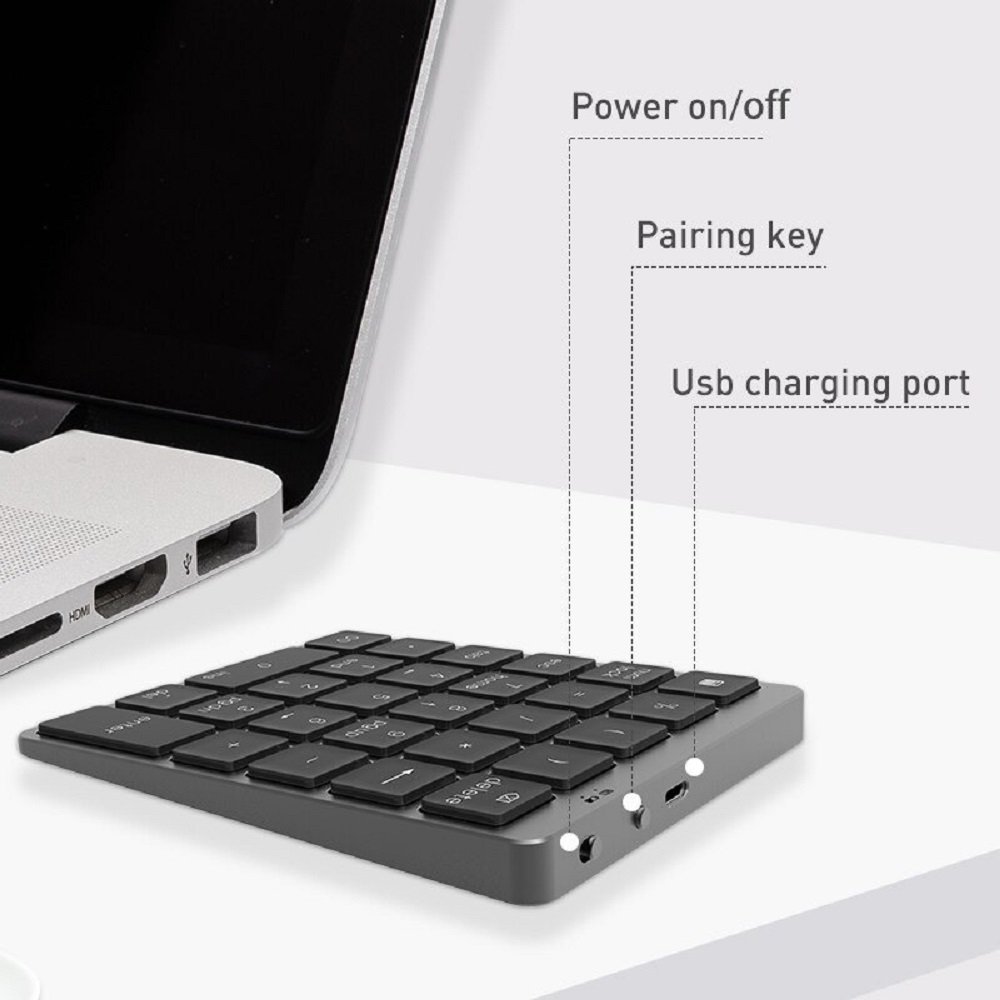 Teclado Numérico Sem Fio Externo Bluetooth 28 Teclas Para Notebook ...