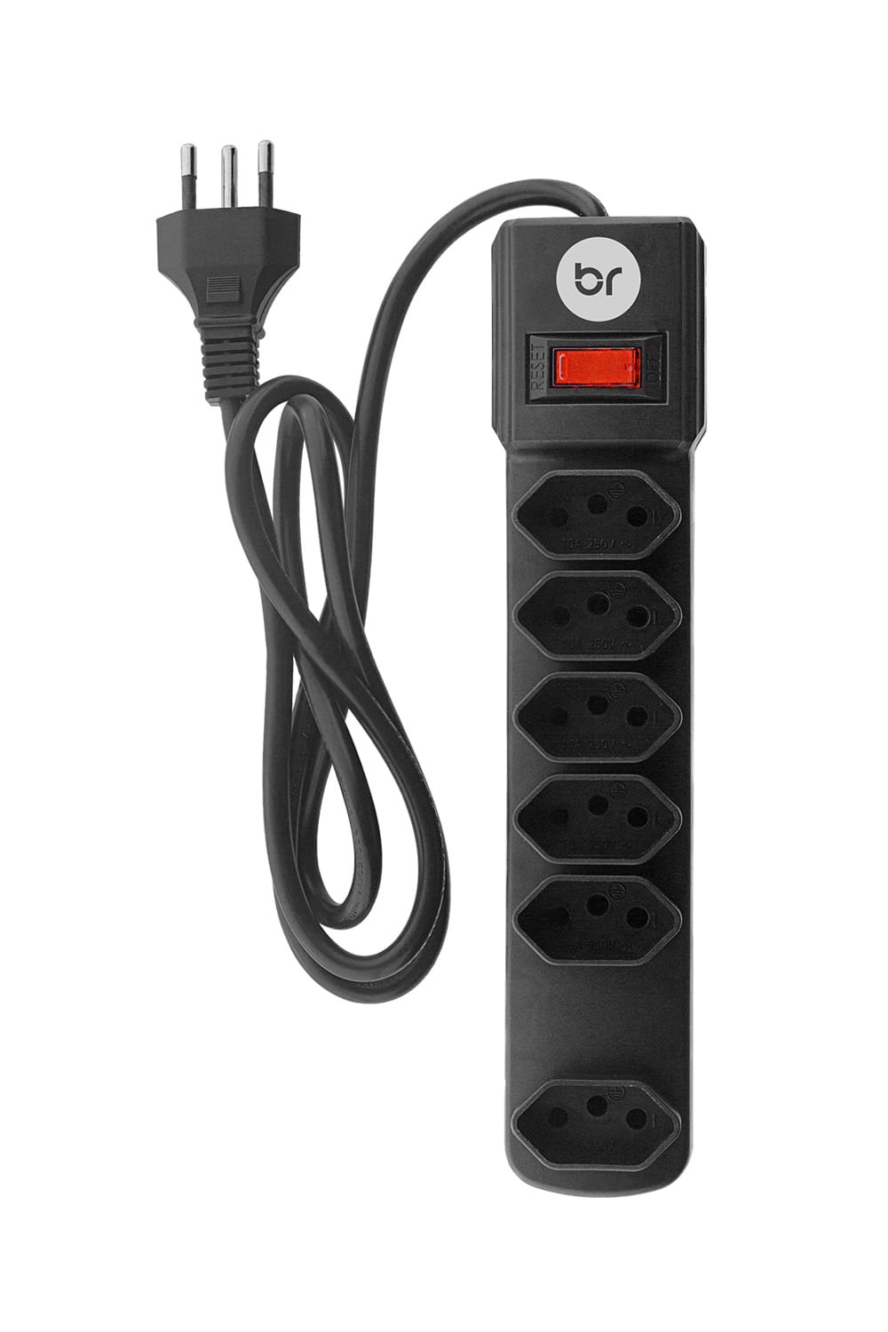 Filtro de Linha Bright com 6 Tomadas Preto Bivolt 1,2m Brigth ...