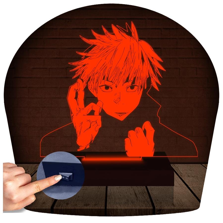 Luminária Led 3d Jujutsu Kaisen Yuji Vermelho | MadeiraMadeira