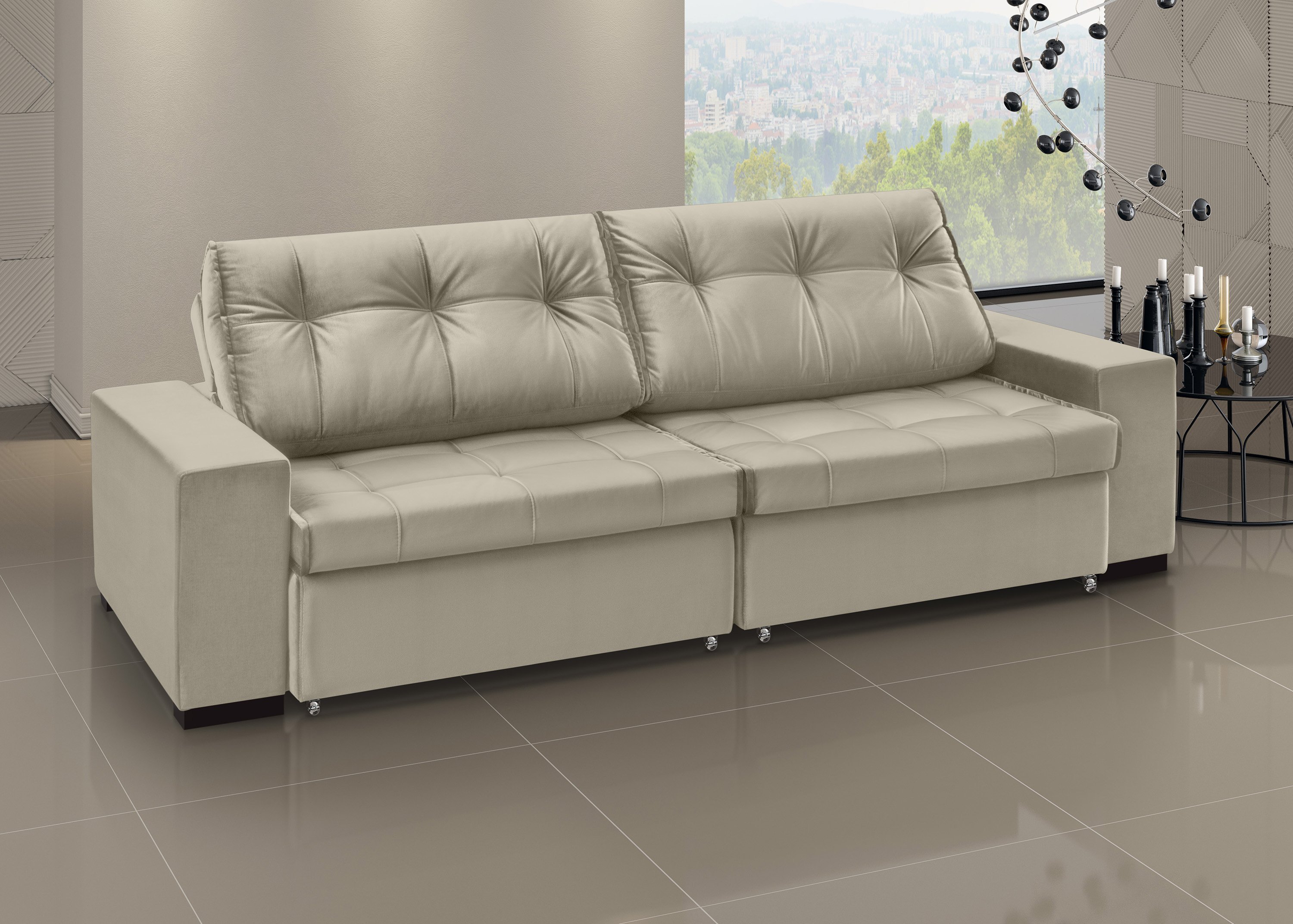 Sofá Orion - Retrátil / Reclinável 240 Cm Linho | MadeiraMadeira