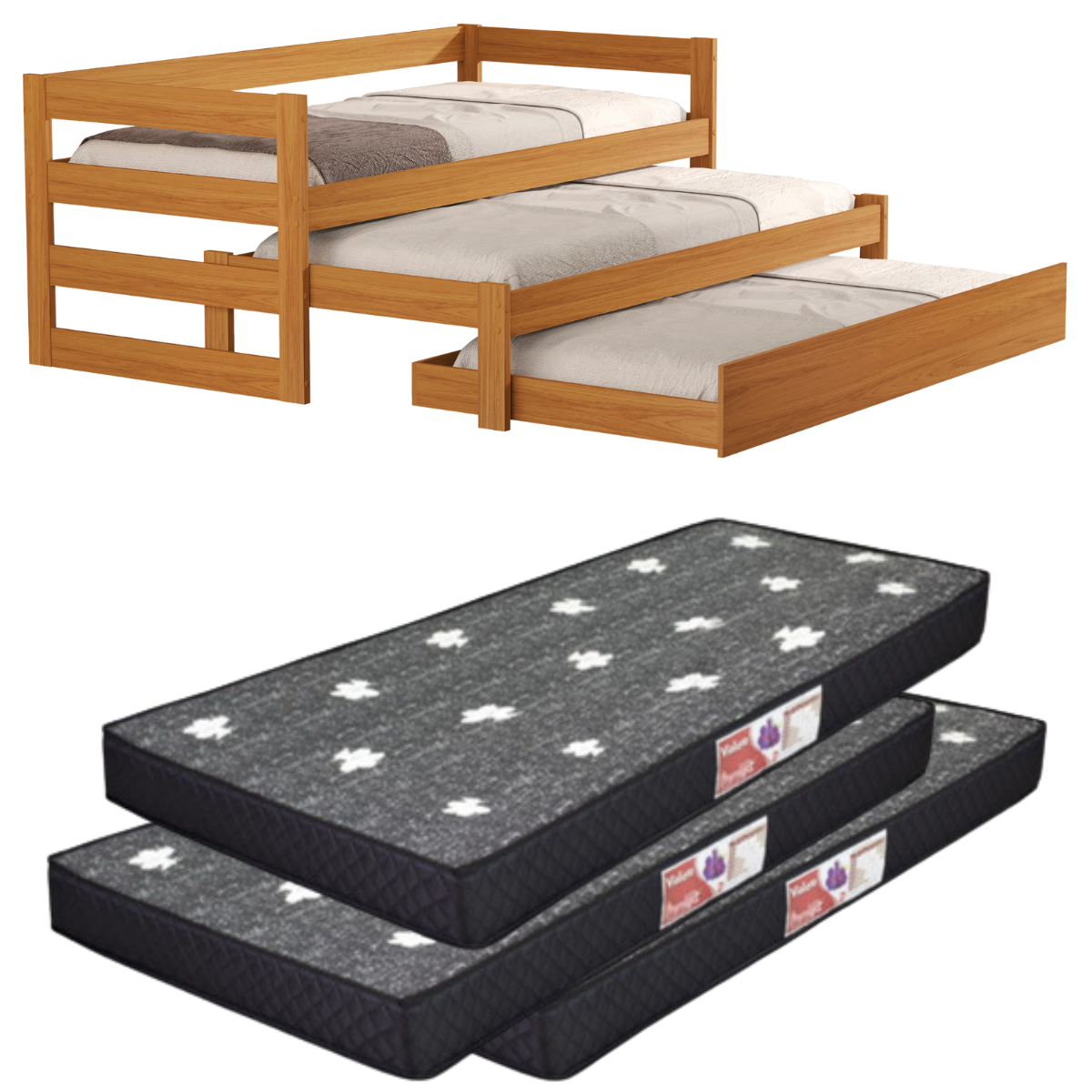 Cama Treliche Tricama Beliche Auxiliar Mdf Colchão Solteiro:nature ...