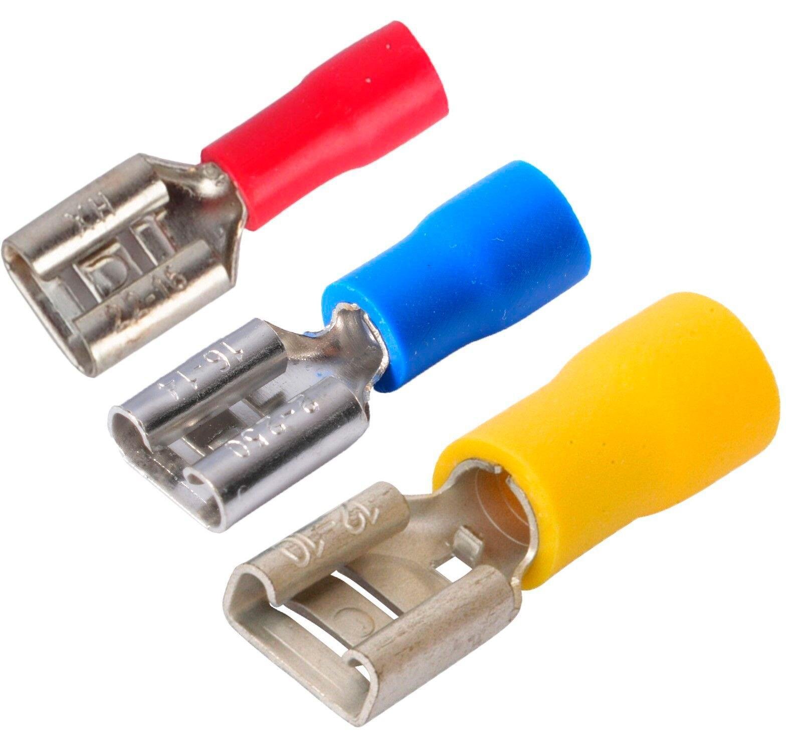 100un Kit Terminal Fêmea Faston Pré-isolado 0,5 a 6,0mm | MadeiraMadeira