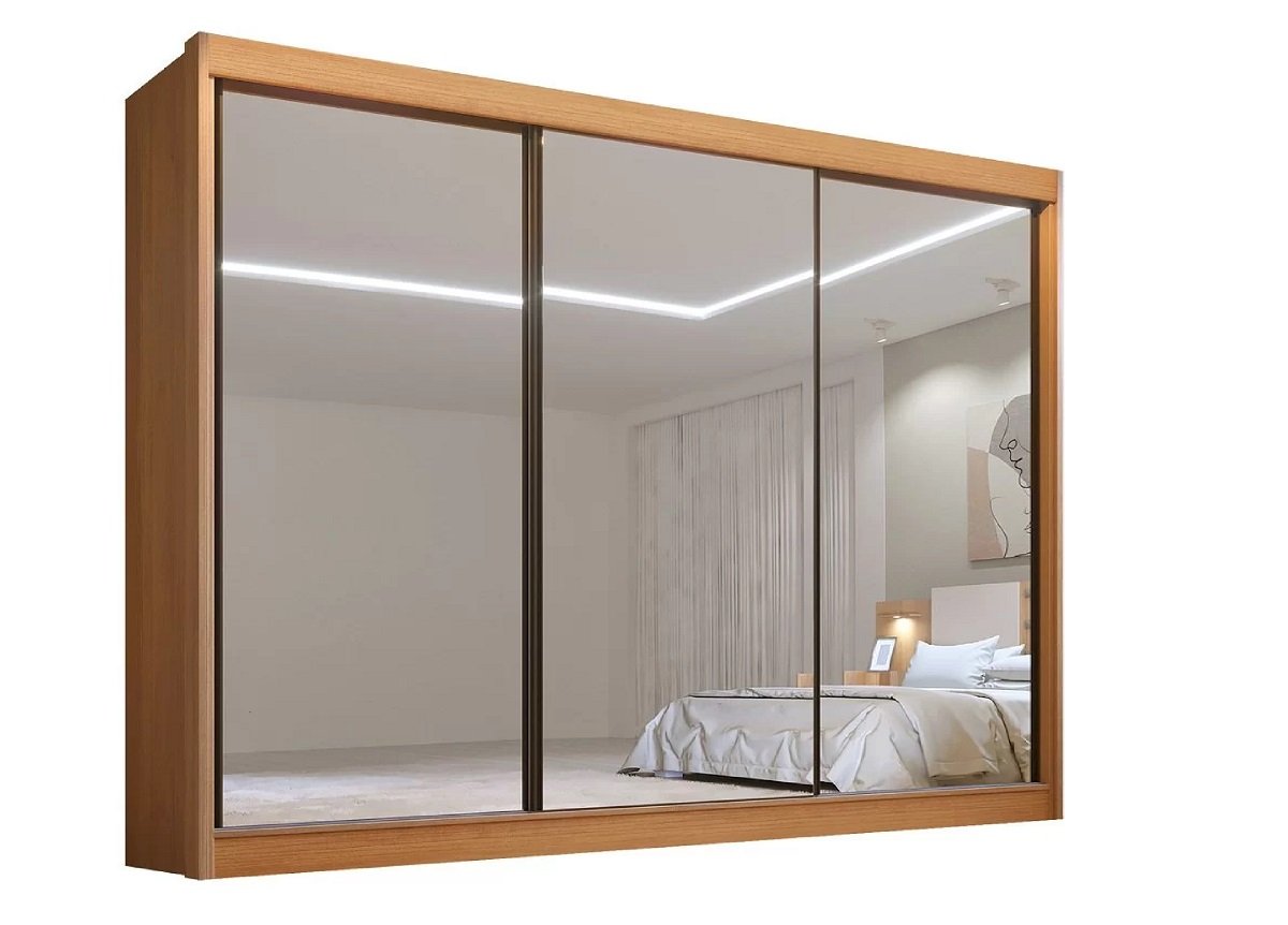 Guarda Roupa Casal Dubai 3 Portas Espelhadas 6 Gavetas 100% Mdf D Doro ...