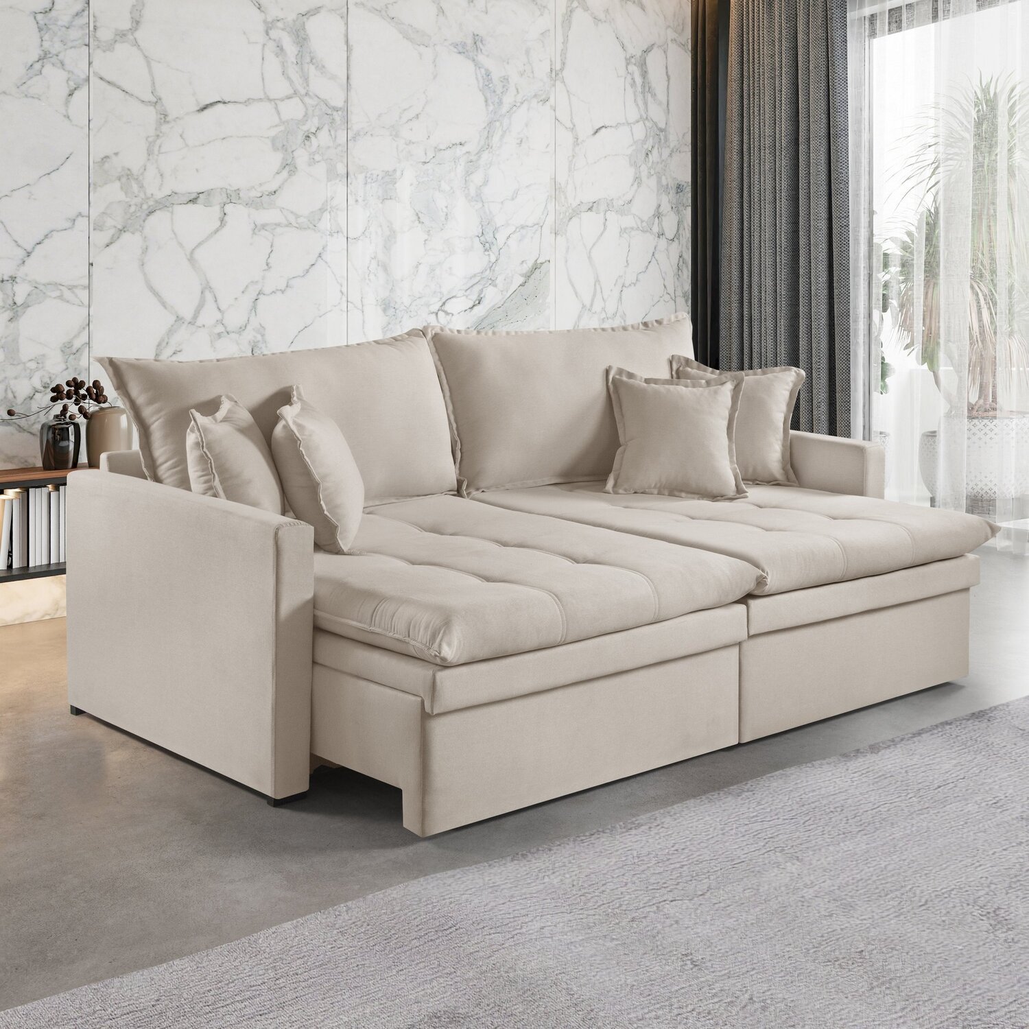 Sofá Cama com Baú 180 Cm Ravena Sistema Retrátil | MadeiraMadeira