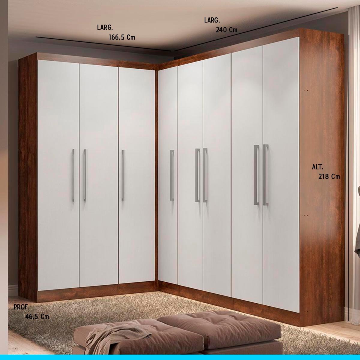 Guarda Roupa Grande de Canto Modulado Castanho Branco SEL05 ...