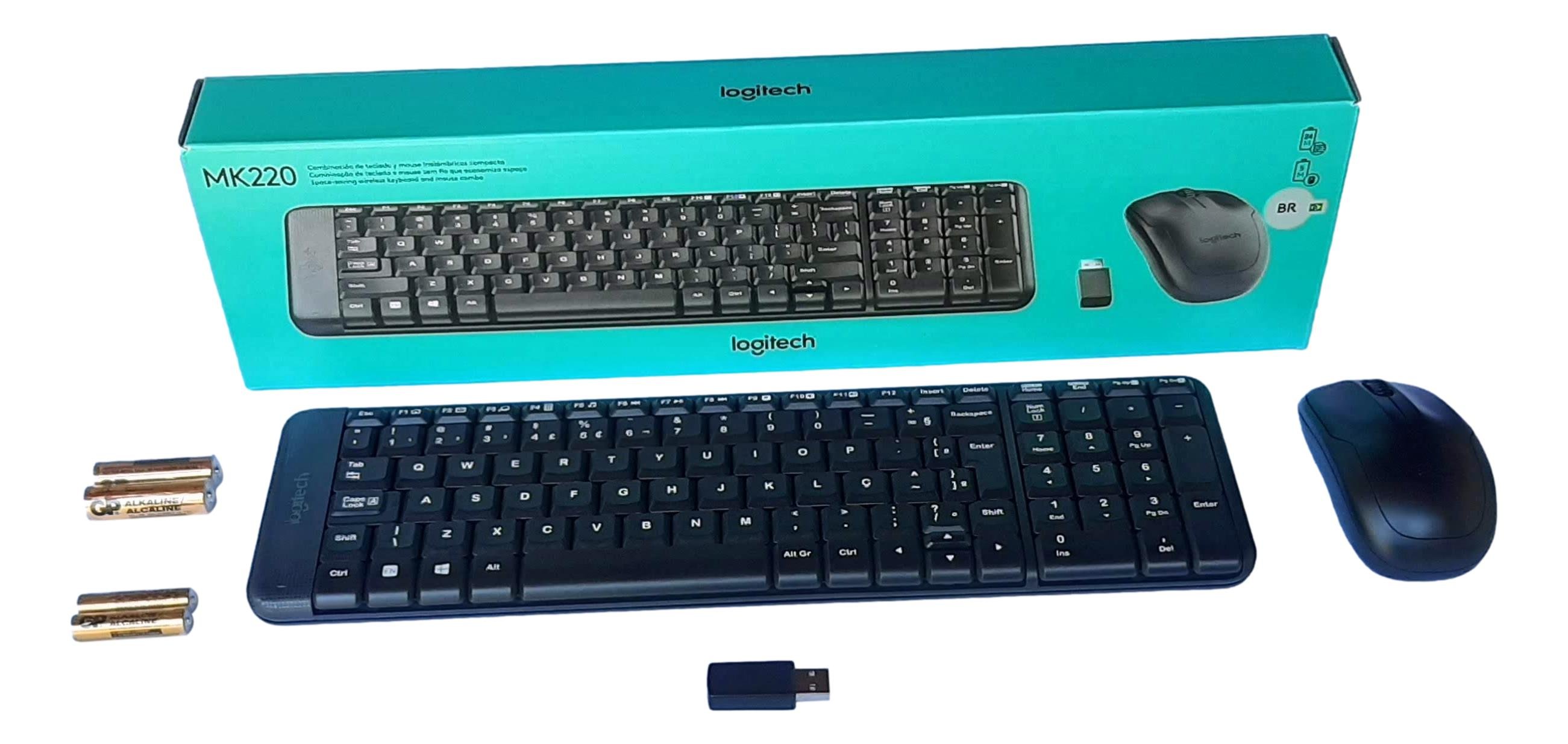 Combo Teclado e Mouse Sem Fio Logitech MK220 ABNT2 Tecla Ç | MadeiraMadeira