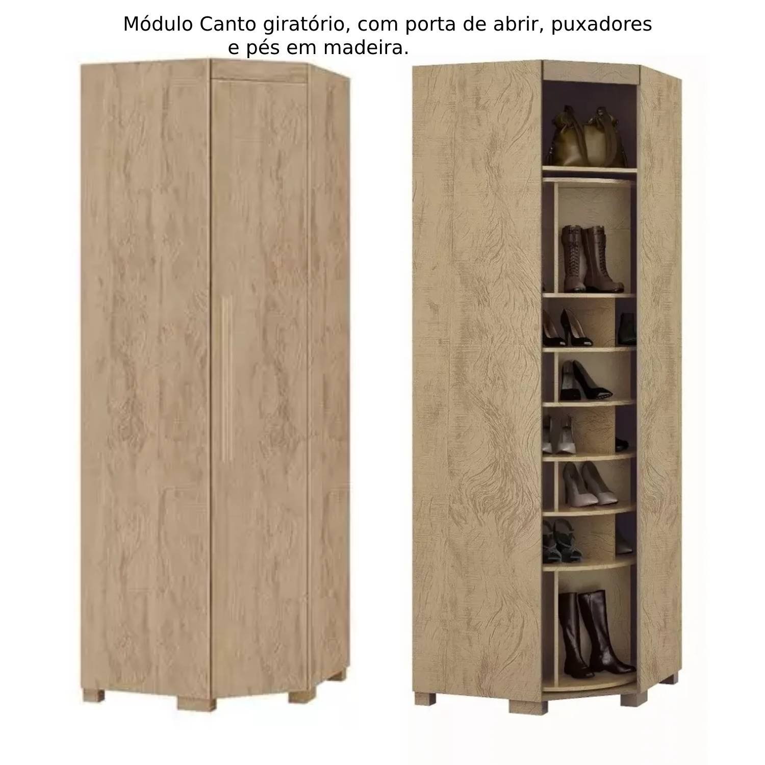 Sapateira Giratória Multiuso Módulo Canto cor: Teka | MadeiraMadeira