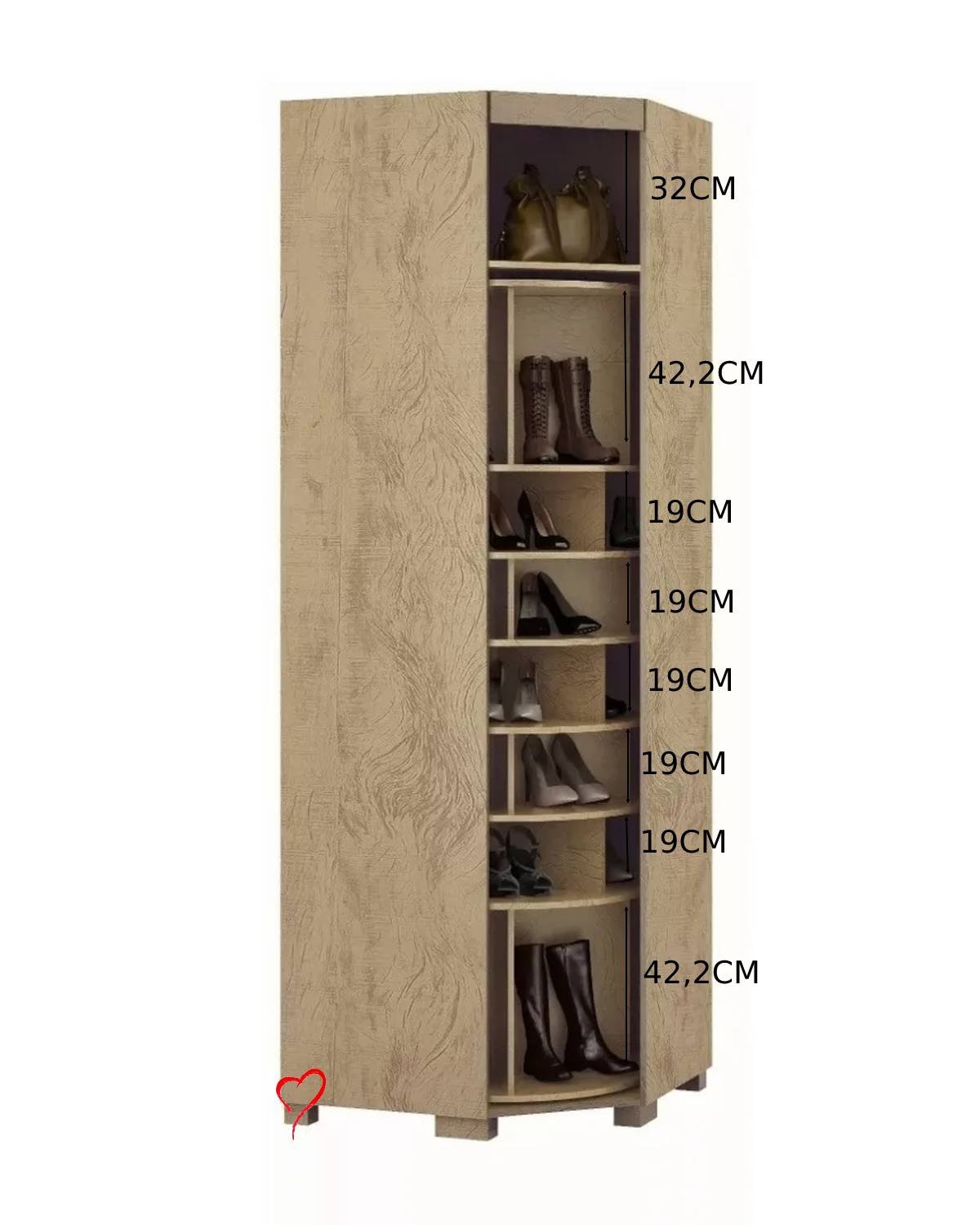 Sapateira Giratória Multiuso Módulo Canto cor: Teka | MadeiraMadeira