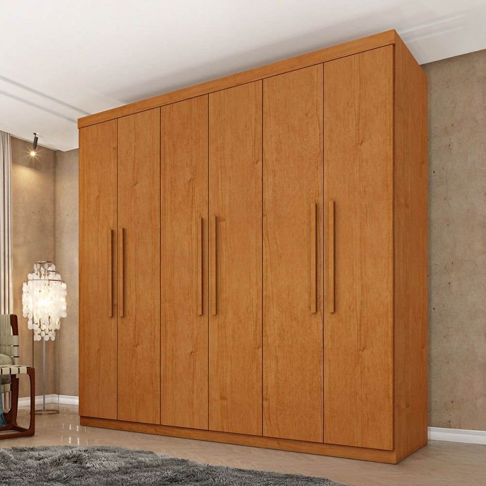 Guarda-roupa Casal Lagos 6 Portas 4 Gavetas Cinamomo - Tcil Móveis | MadeiraMadeira
