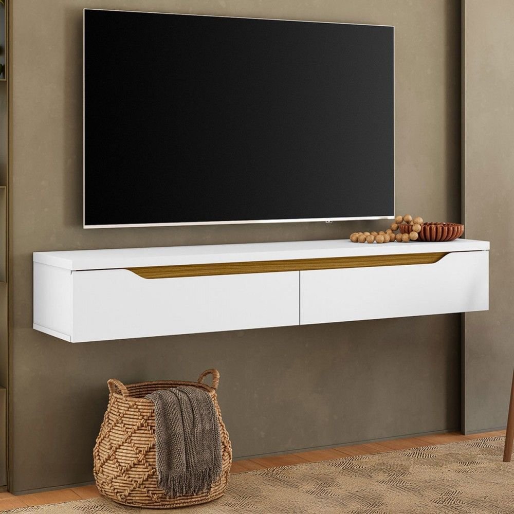 Rack para Tv até 50 Polegadas Suspenso Uno 2 Portas Branco/cedro/freijó - Olivar Móveis ...