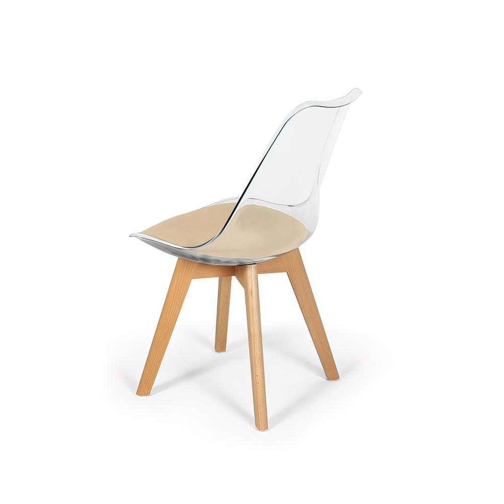 Cadeira Eames Wood Leda Acrílico Transparente - Nude | MadeiraMadeira