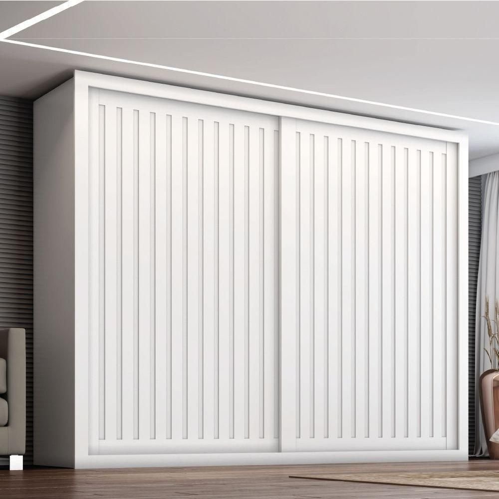 Guarda Roupas Ripado Casal com Espelho Interno 2 Portas de Correr 6 ...