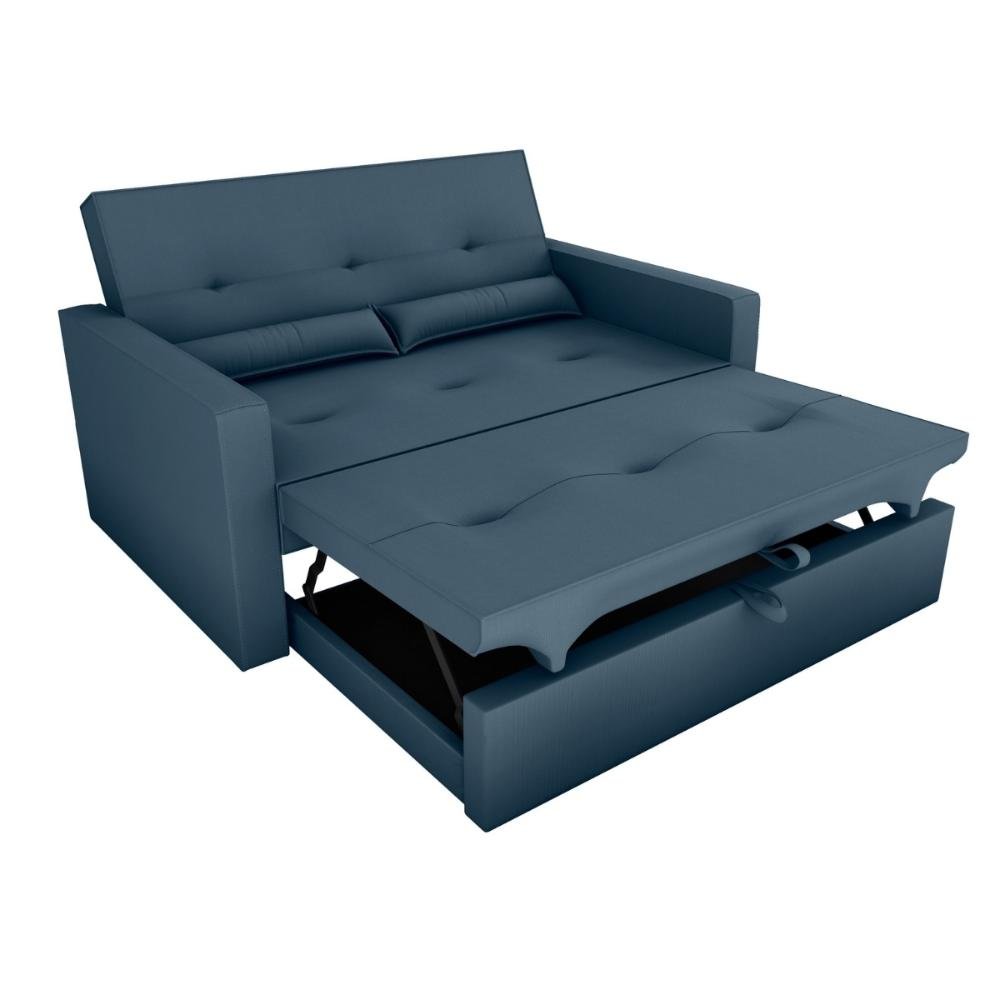 Sofá Cama 2 Lugares 140cm Anne Suede Petróleo Matrix | MadeiraMadeira