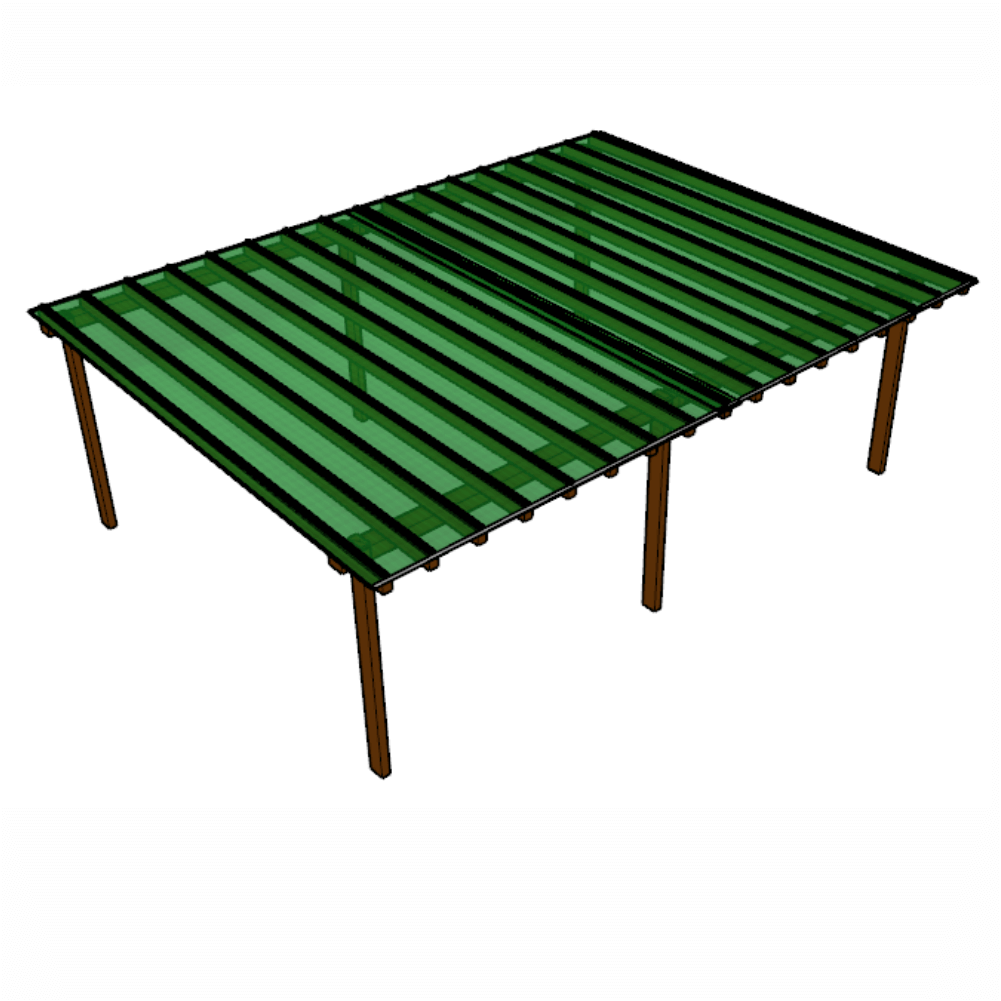 Cobertura Policarbonato Alveolar 8,00m x 6,00m - Verde 4mm | MadeiraMadeira
