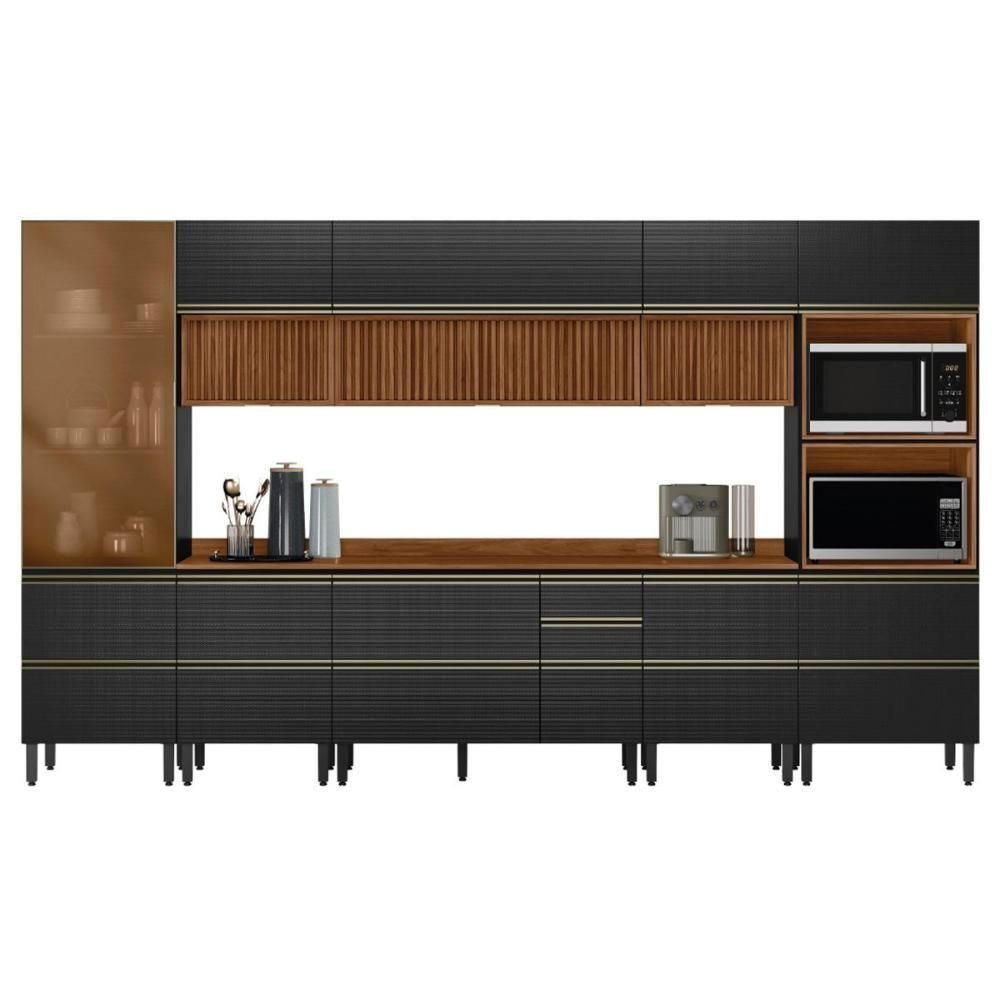 Cozinha Modulada Proença 8 Peças com Cristaleira e Balcão 120cm ...