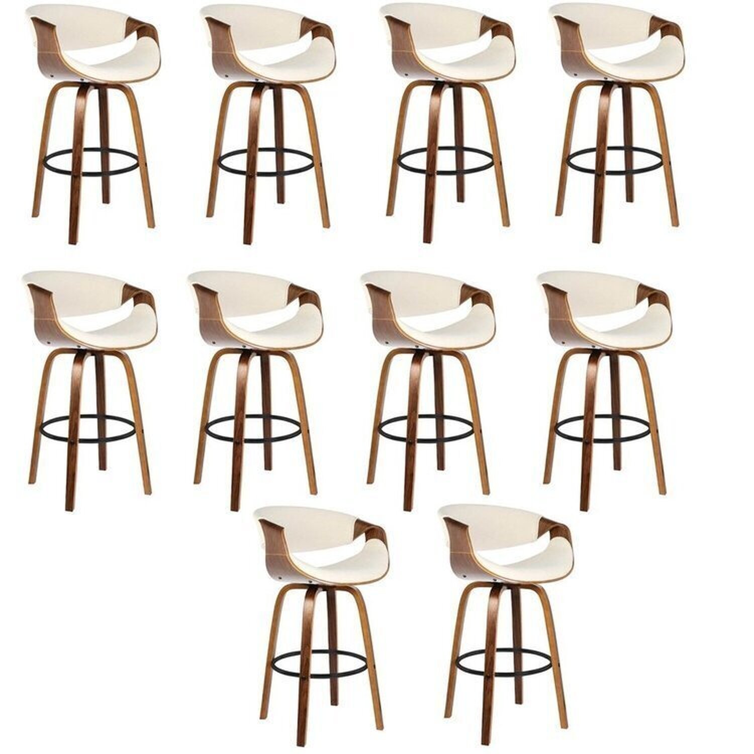 Kit com 10 Banquetas Base de Madeira Nicole | MadeiraMadeira