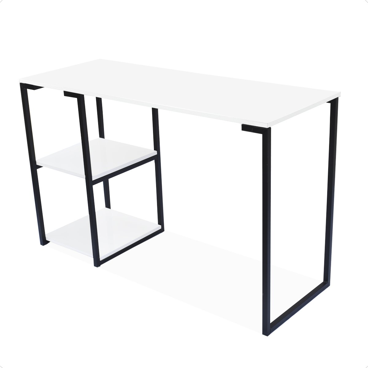 Mesa Estante Baixa 2 Prateleiras Nicola 120 Preto e Branco | MadeiraMadeira