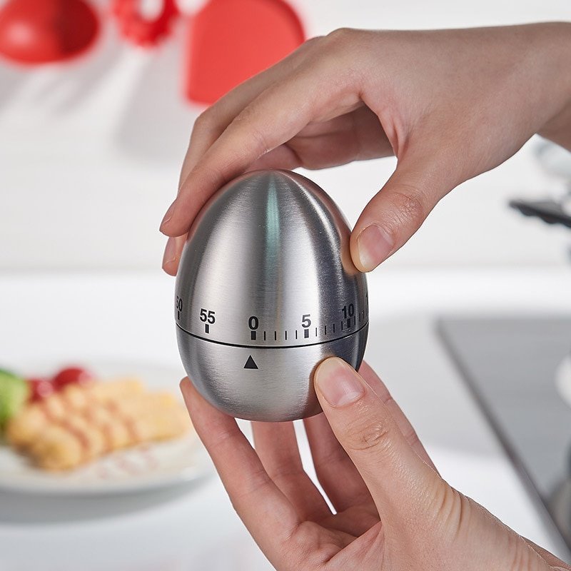 Timer de cozinha em aço inox manual 8x6cm POMELO-YZ Store ovo ou maçã ...