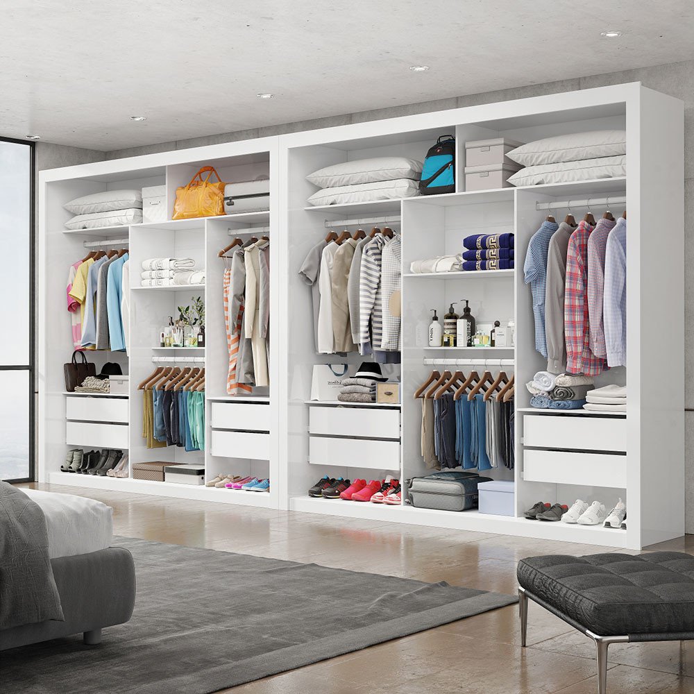 Closet Casal Premium Clarice Com 08 Gavetas Carioca Móveis Branco | MadeiraMadeira
