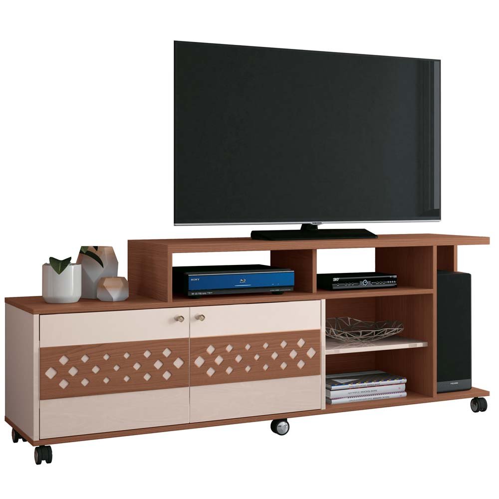 Rack Bancada para TV até 47 Polegadas 2 Portas Paris Nature/Off White - CasaePoltrona ...