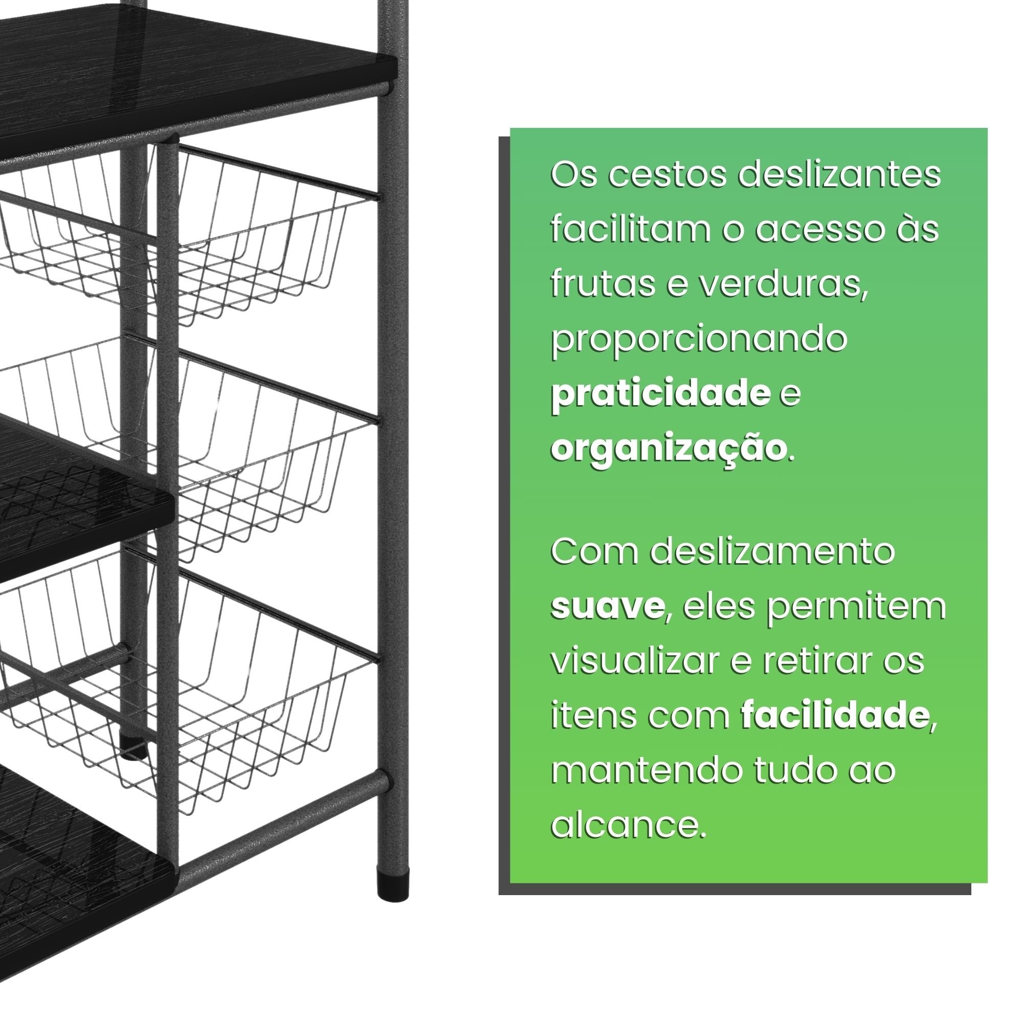 Fruteira para Cozinha Camila Fruteira em Aço com 3 Cestos | MadeiraMadeira