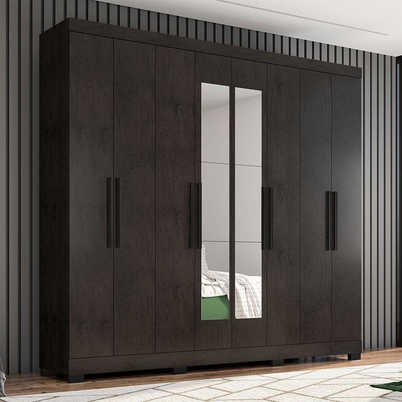 Guarda Roupa Casal 1684 com Espelho e Pés Reto News Café – Araplac ...