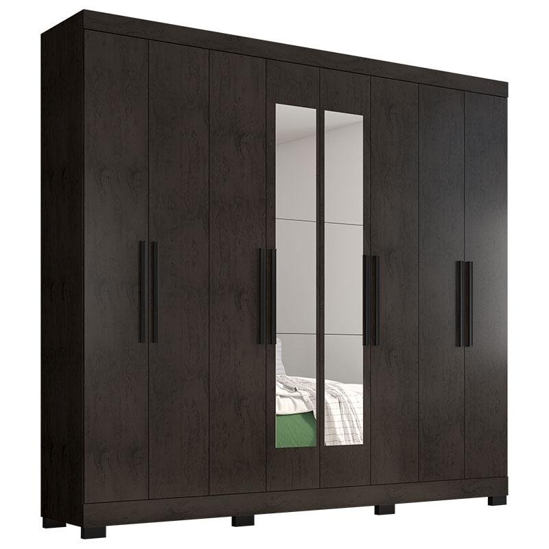 Guarda Roupa Casal 1684 com Espelho e Pés Reto News Café – Araplac ...