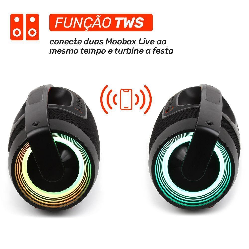 Caixa de Som Moobox Live Resistente á Água Bluetooth TWS Dois Modos de ...