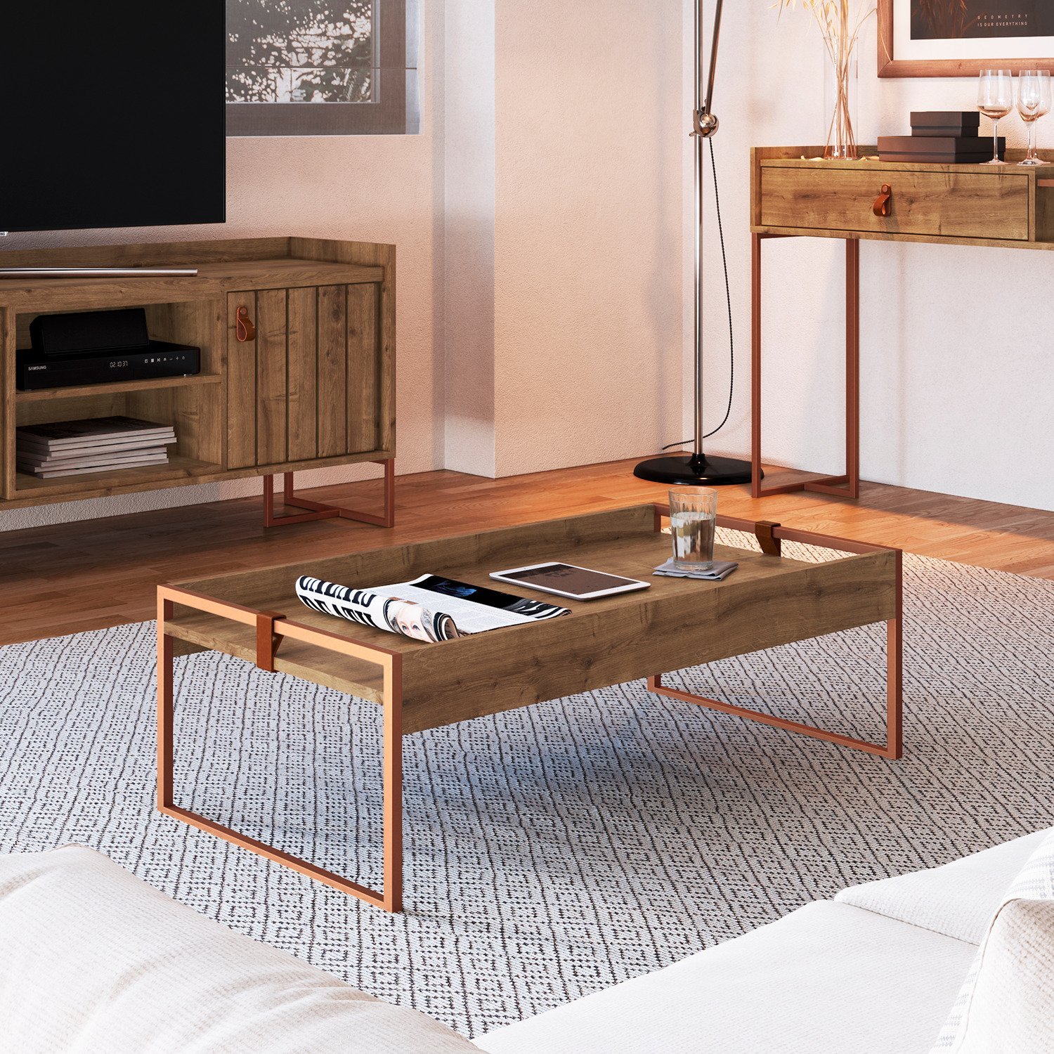 Mesa Centro Retangular para Sala de Estar 30cm X 48cm X 93cm Columbia | MadeiraMadeira