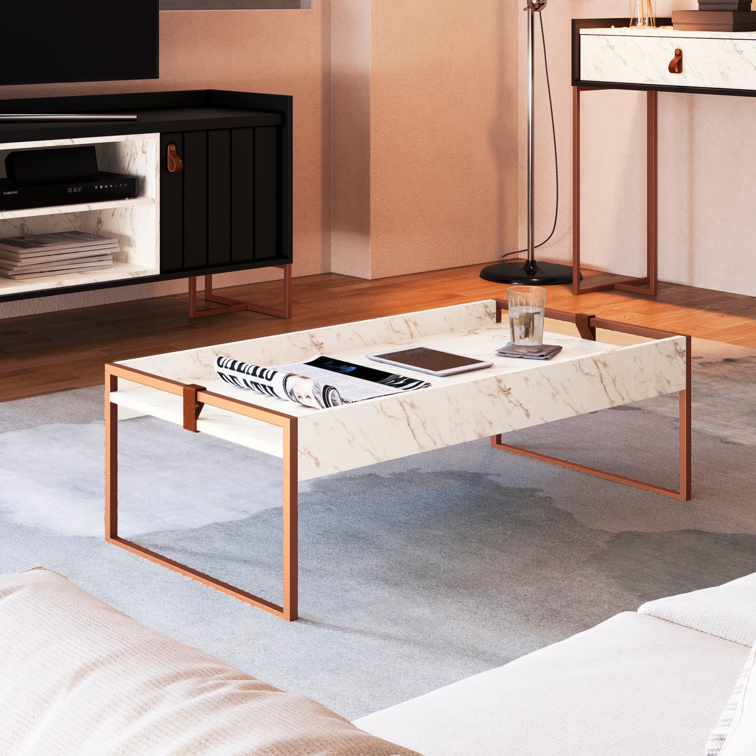 Mesa Centro Retangular para Sala de Estar 30cm X 48cm X 93cm Columbia | MadeiraMadeira