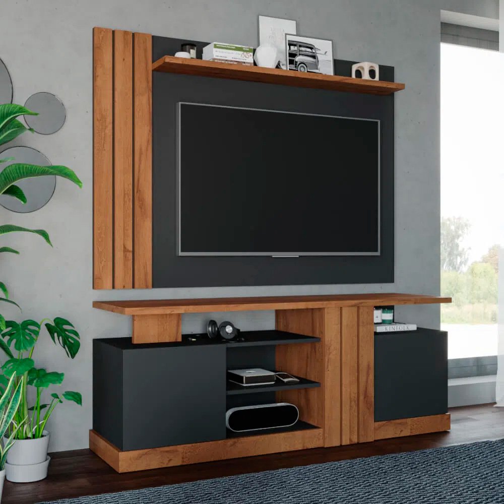 Rack para TV até 50 Polegadas com Painel Cristal Permobili Savana ...