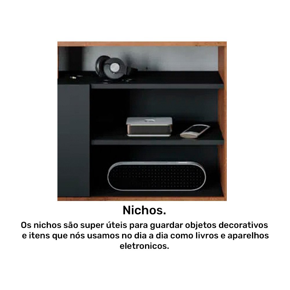 Rack para TV até 50 Polegadas com Painel Cristal Permobili Savana ...