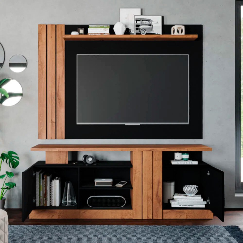 Rack para TV até 50 Polegadas com Painel Cristal Permobili Savana ...