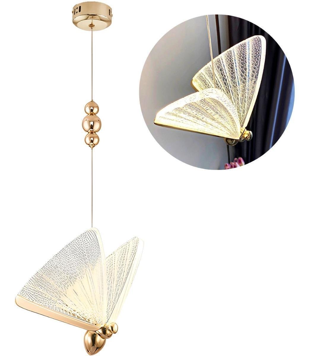 Luminária Pendente Led Borboleta Gold Bivolt Moderno 3000k | MadeiraMadeira