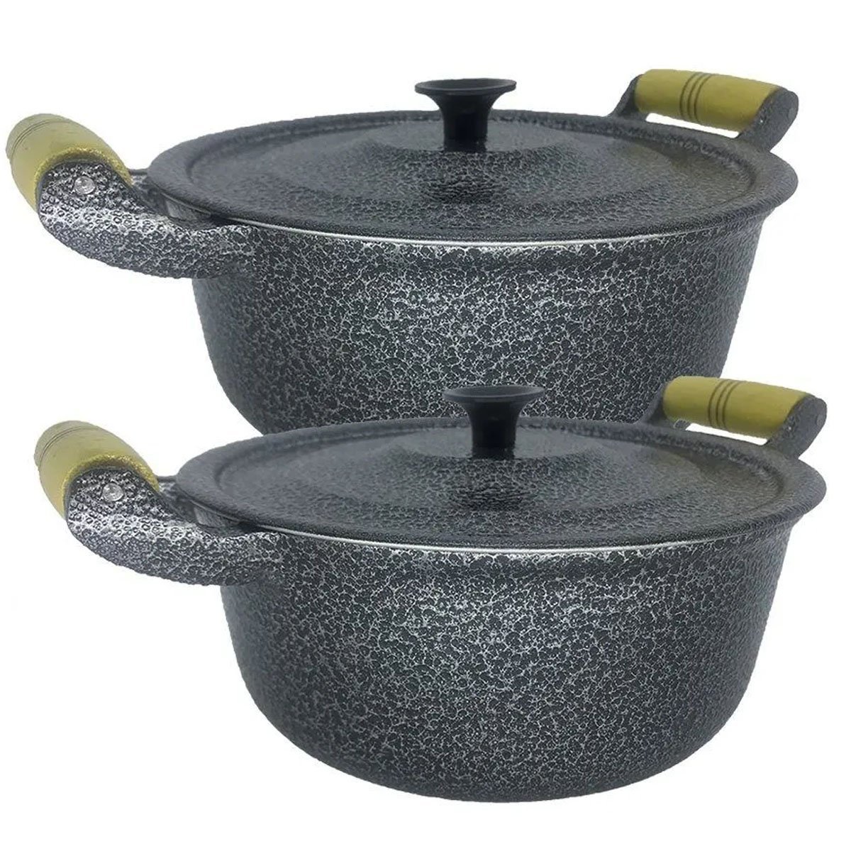 Panela Alumínio Batido Craqueada Alça Madeira - 30 E 32 Cm OkayShop ...