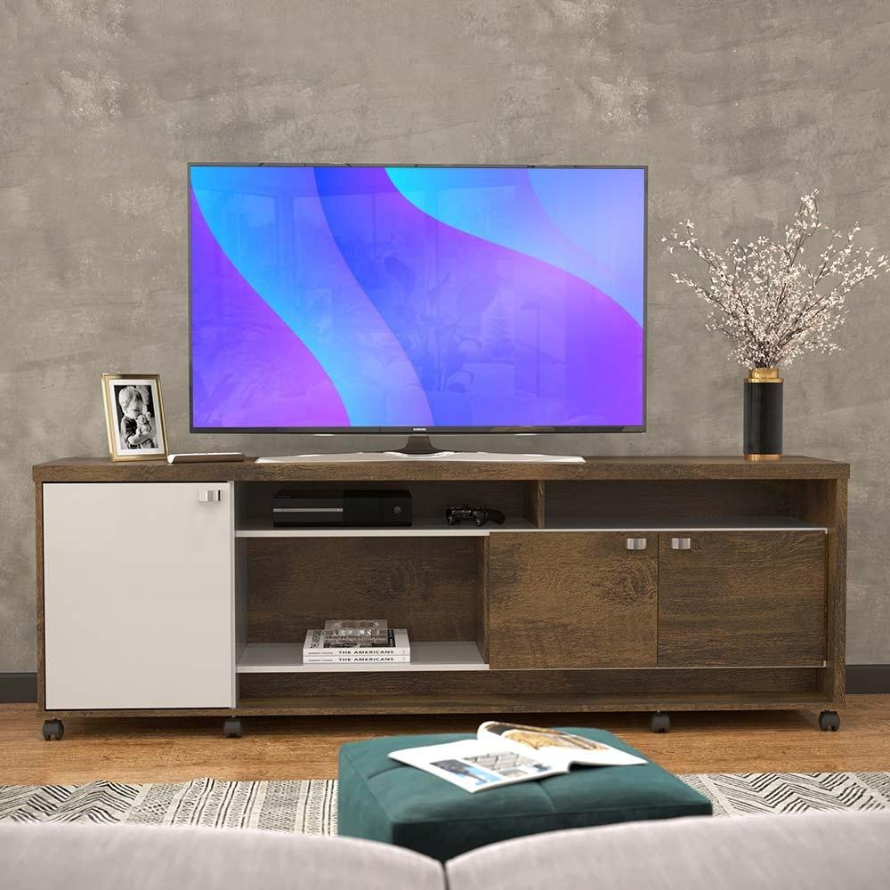 Bancada para Sala Canela Off White Dallas Lukaliam | MadeiraMadeira