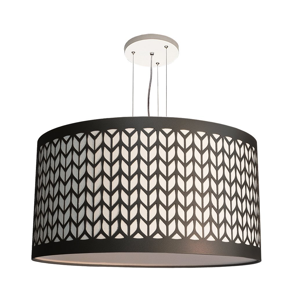 Lustre Pendente Cúpula Recorte Preto 60x25 3E27 Bivolt | MadeiraMadeira