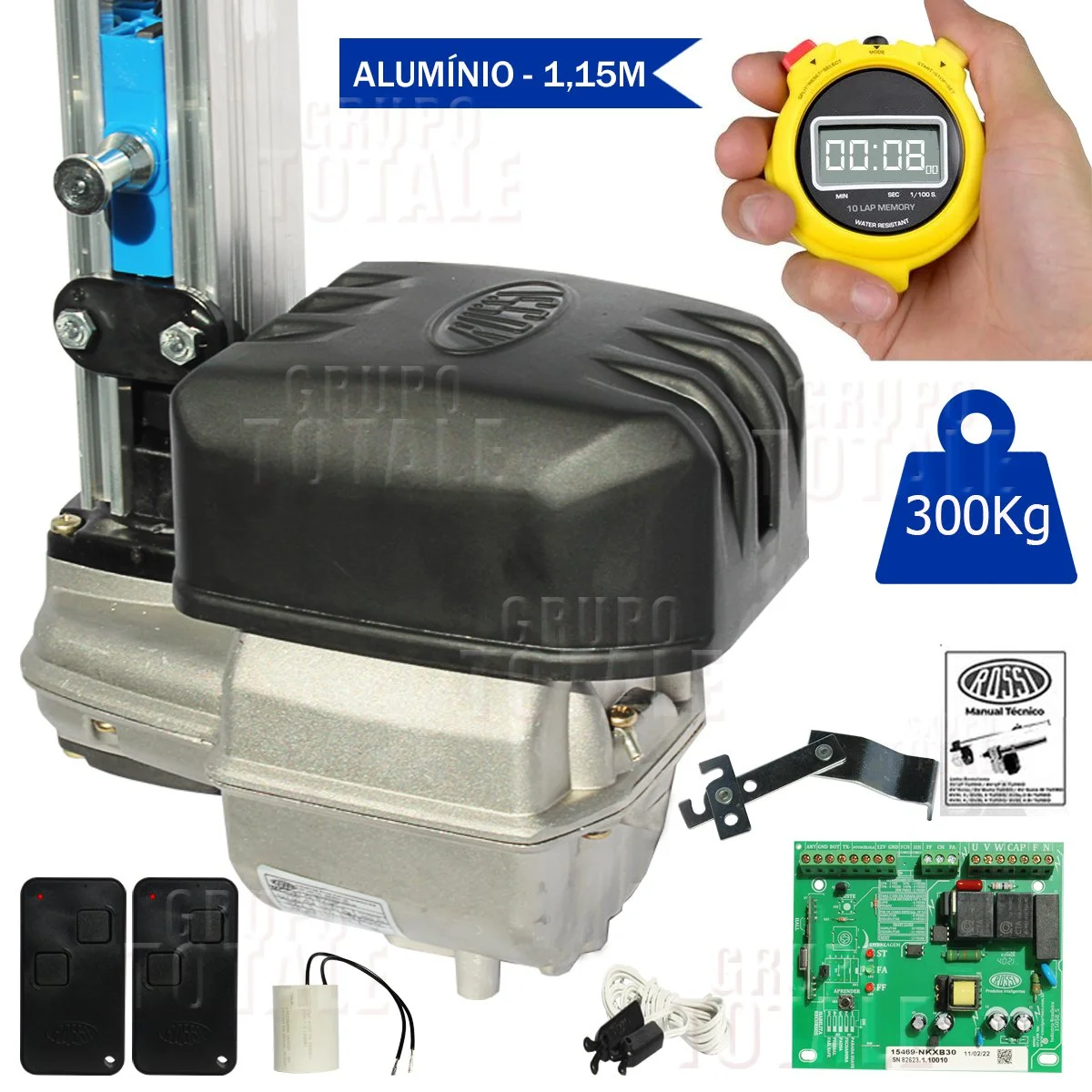 Kit Motor Rossi Bv Turbo 1/4 Alum Portão 300kg 220v | MadeiraMadeira