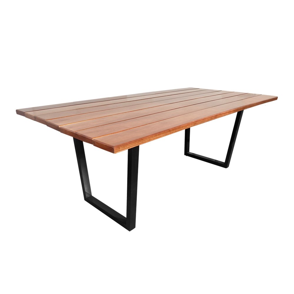 Mesa Retangular de Madeira Maciça 1,80x1,00 e Pés em Ferro Preto ...