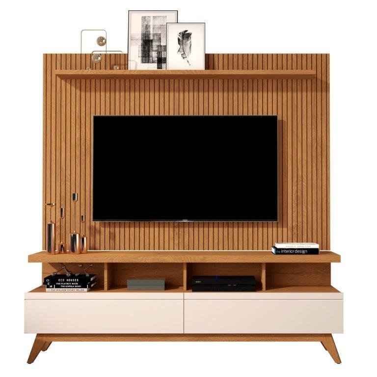Rack + Painel CLAS Frisado 1,60m Acabamento em Alto Relevo Laqueado Off ...