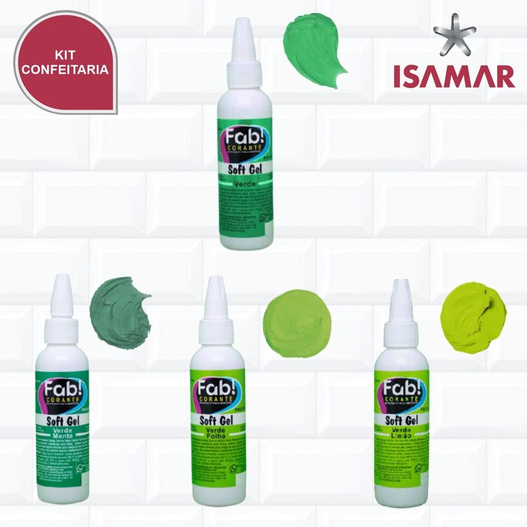 Kit Corante Alimentício Gel Soft Gel 4 Cores Verde Confeitar ...