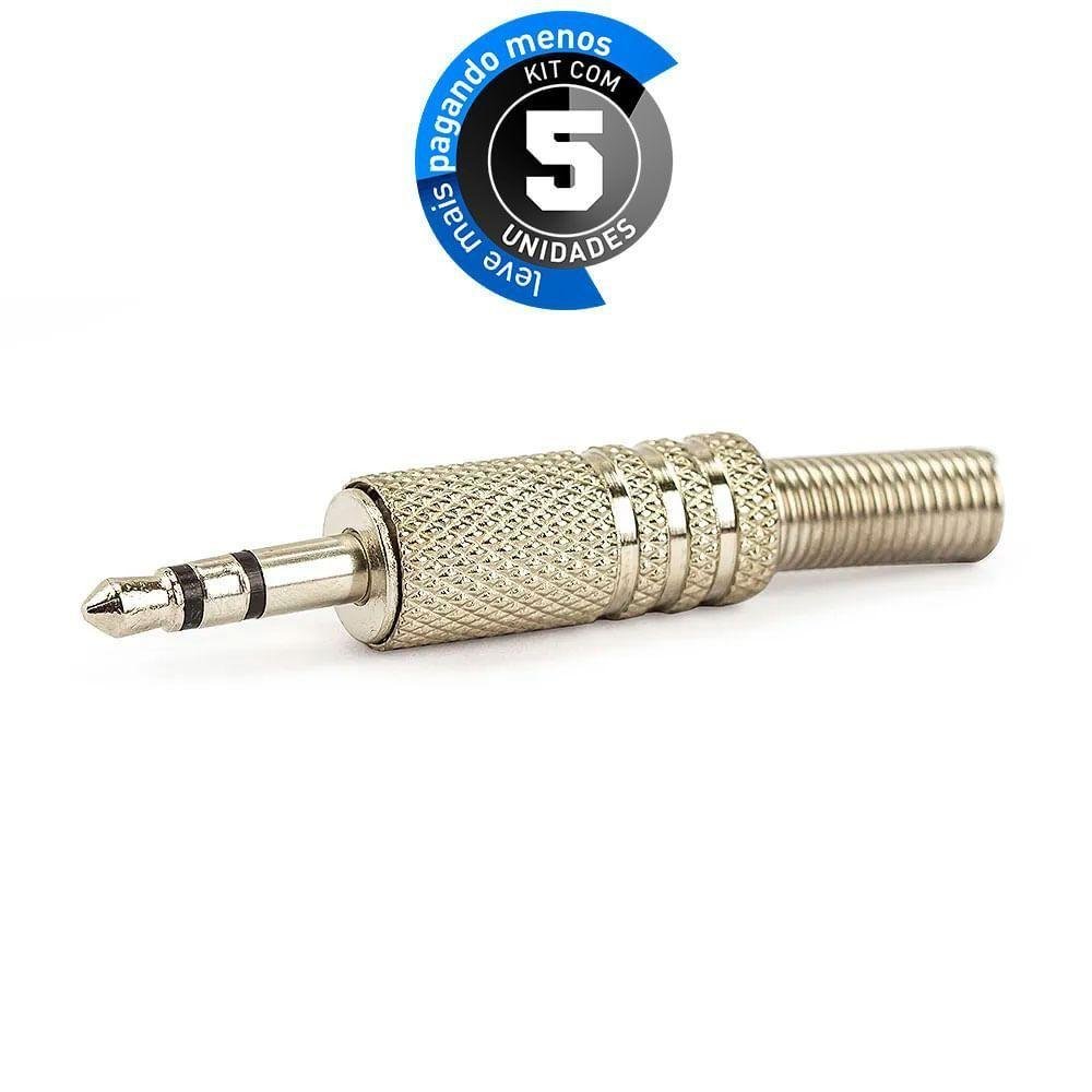 Plug P2 Metal Estéreo - Kit com 5 | MadeiraMadeira