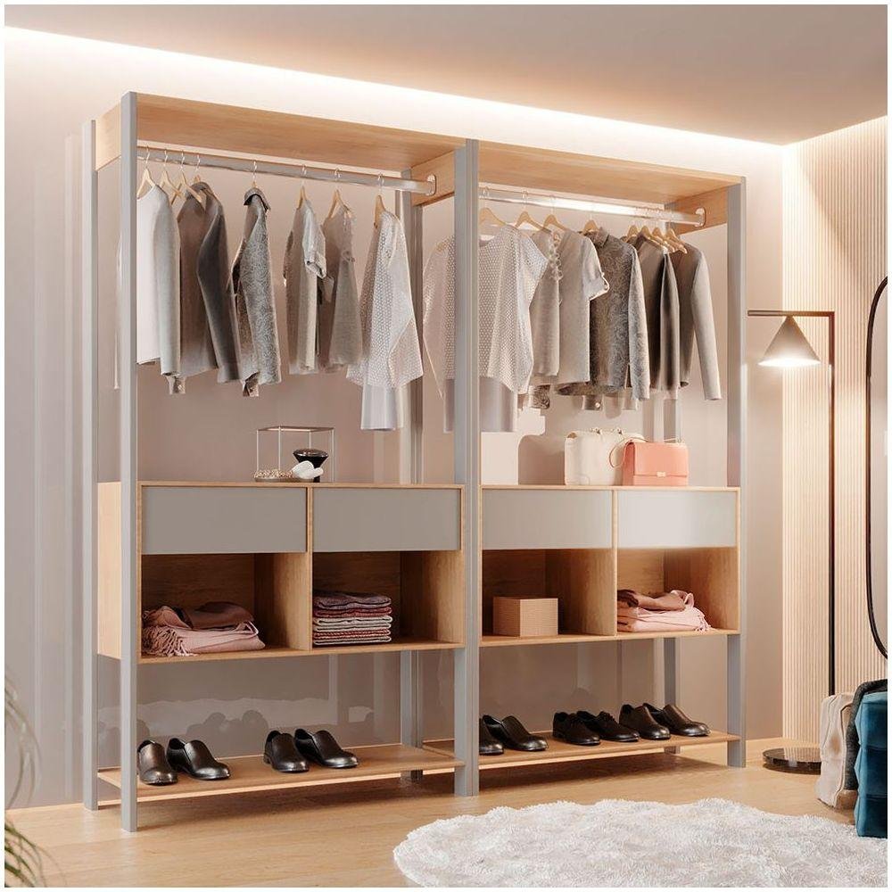 Roupeiro Lian Closet Premium Moderna Off White/imbuia | MadeiraMadeira