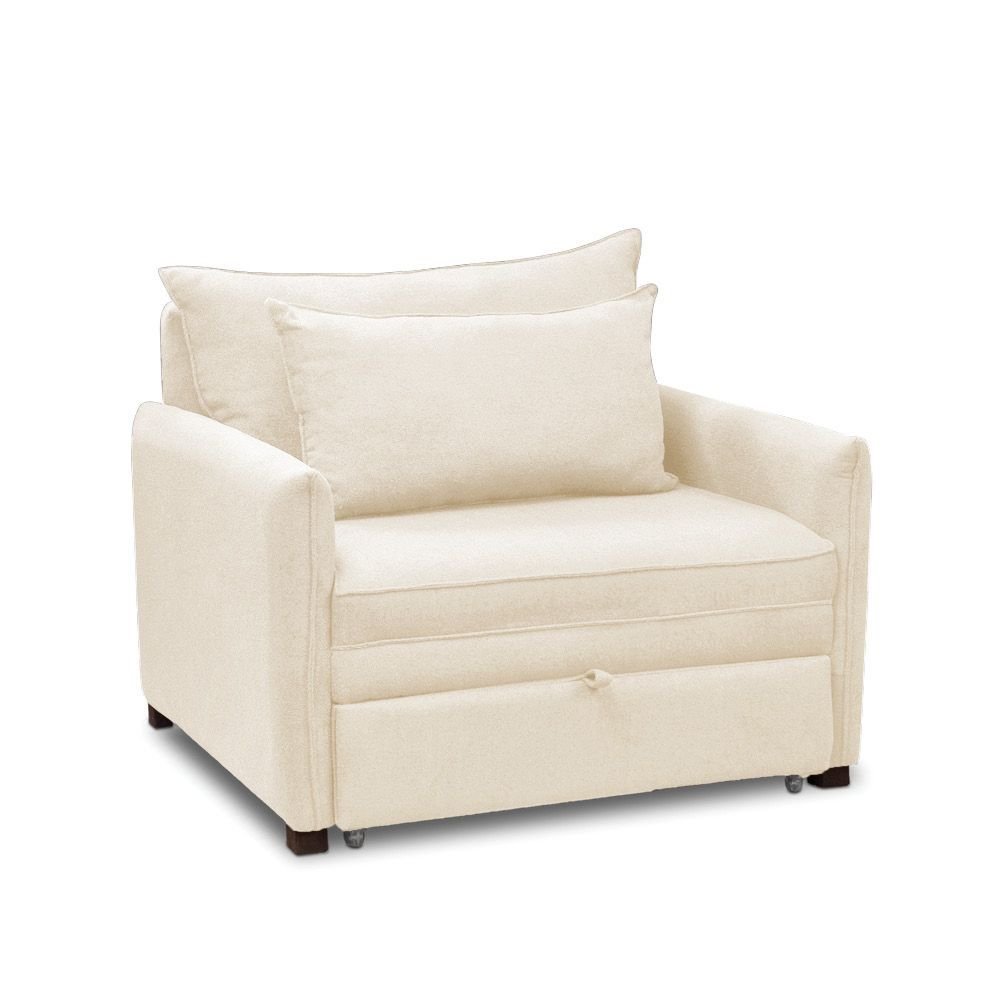 Poltrona Cama Retrátil Solteiro com Rodízio Cloe Bouclê Bege E03 - D ...